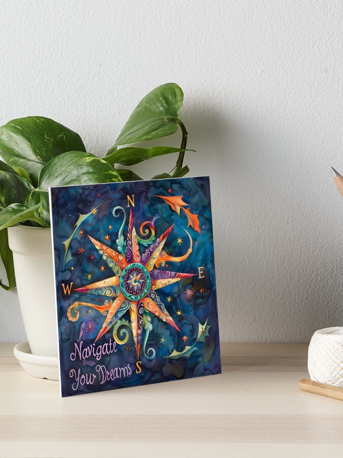 "Dream Navigator - Whimsical Compass Rose " Art Board Print by ...