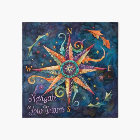 "Dream Navigator - Whimsical Compass Rose " Art Board Print by ...