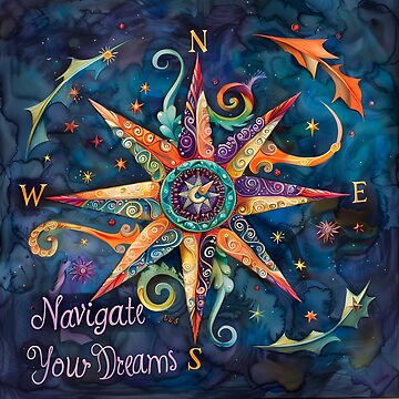 "Dream Navigator - Whimsical Compass Rose " Art Board Print by ...