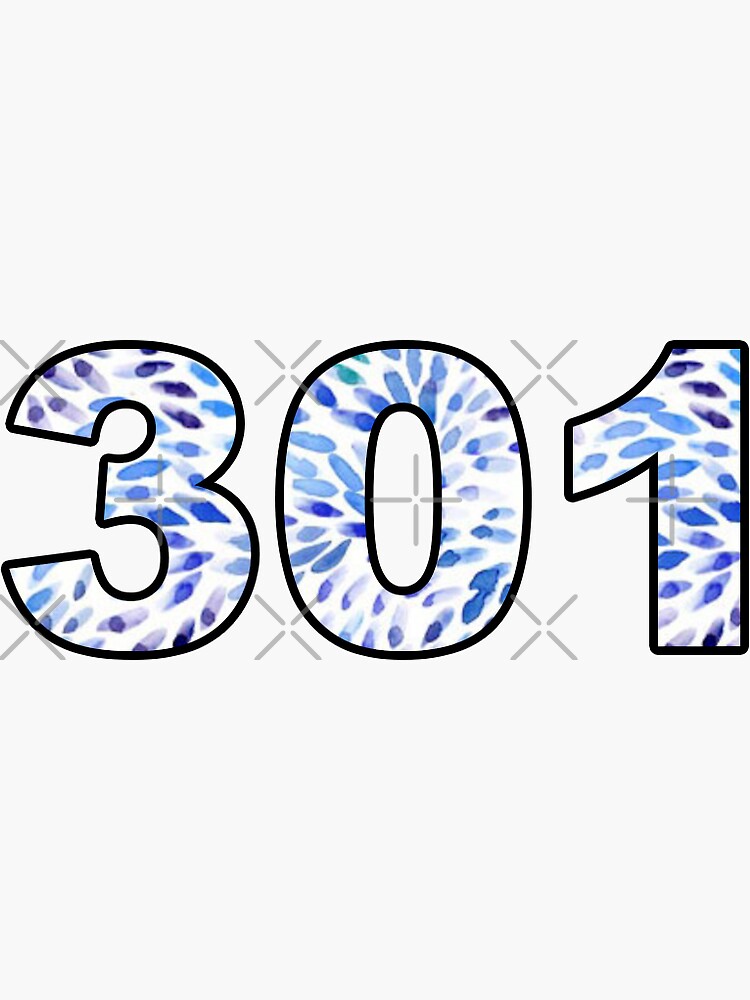 "301- Area code Sticker" Sticker by magfrench | Redbubble