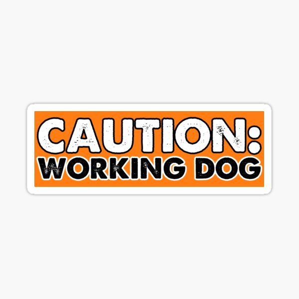 "Caution: Working Dog - Orange" Sticker by 2woofs-1meow | Redbubble