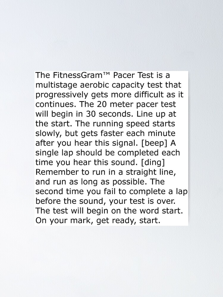 "The FitnessGram Pacer Test" Poster for Sale by adambomb812 | Redbubble