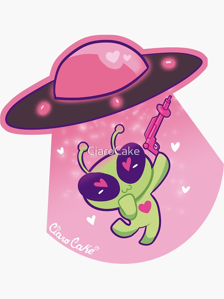 "Alien OVNI rosado tierno Historia de Aliens sin título" Sticker for ...