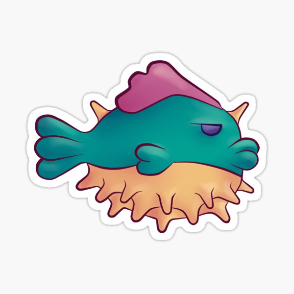 "Grumpy pufferfish" Sticker for Sale by null-painter | Redbubble