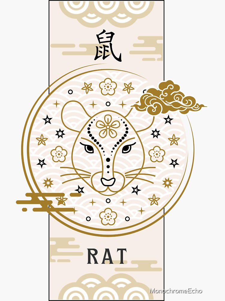 "Chinese Rat zodiac sign with symbol" Sticker for Sale by ...