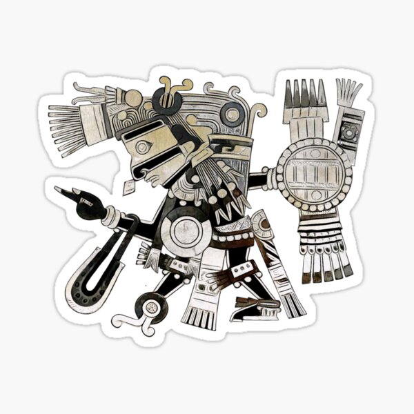 "Tezcatlipoca: The god of the smoking mirror in sepia." Sticker by ...