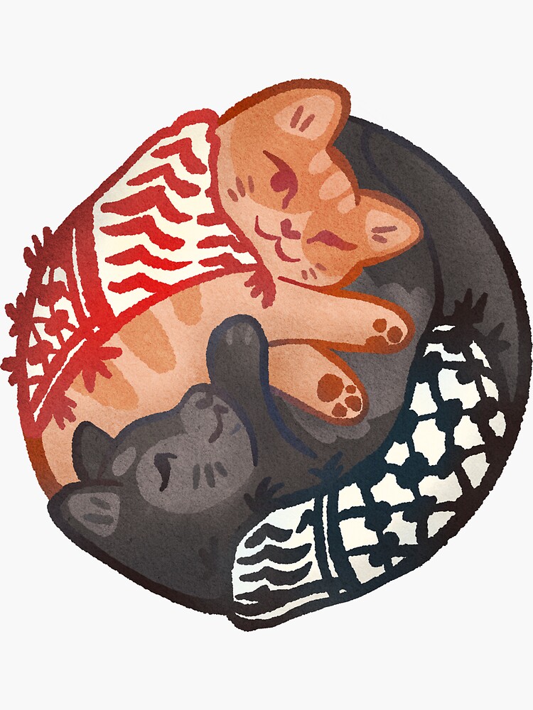 "Catffiyeh (Arabic cats wearing Kufiya)" Sticker for Sale by ...