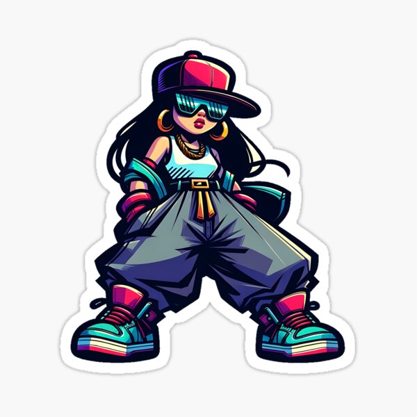 "Hip Hop Girl - Cartoon" Sticker for Sale by subCultGraphix | Redbubble