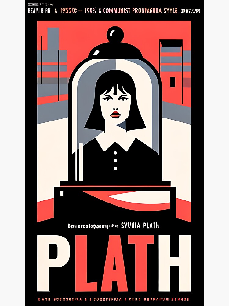 "Sylvia Plath Bell Jar 1950s Soviet Communist Style v2" Sticker for ...