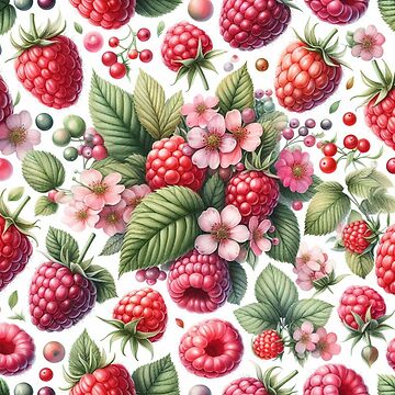 "Raspberry watercolor artwork-repeating pattern" Sticker for Sale by ...
