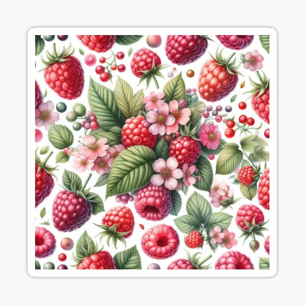 "Raspberry watercolor artwork-repeating pattern" Sticker for Sale by ...
