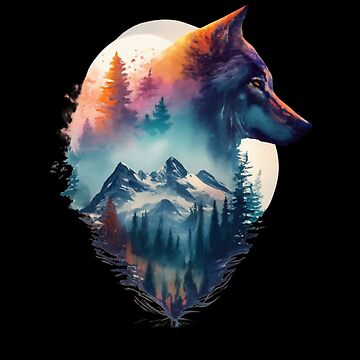 "wolf forest scene" Sticker for Sale by zohir-creative | Redbubble