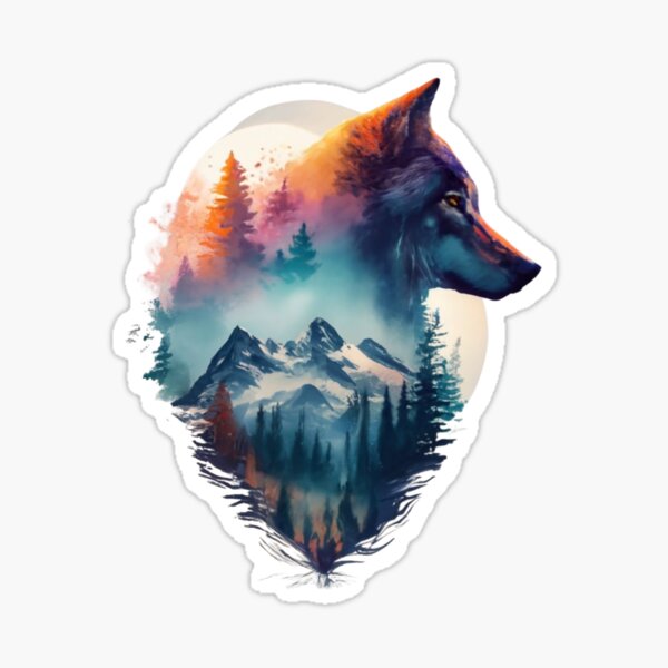 "wolf forest scene" Sticker for Sale by zohir-creative | Redbubble