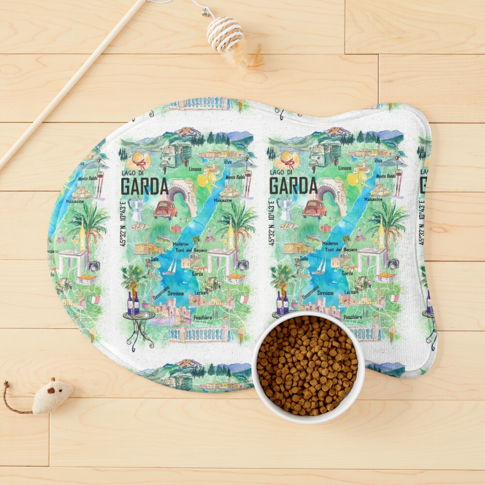 "Lake Garda Italy Illustrated Map with Roads and Tourist Highlights ...