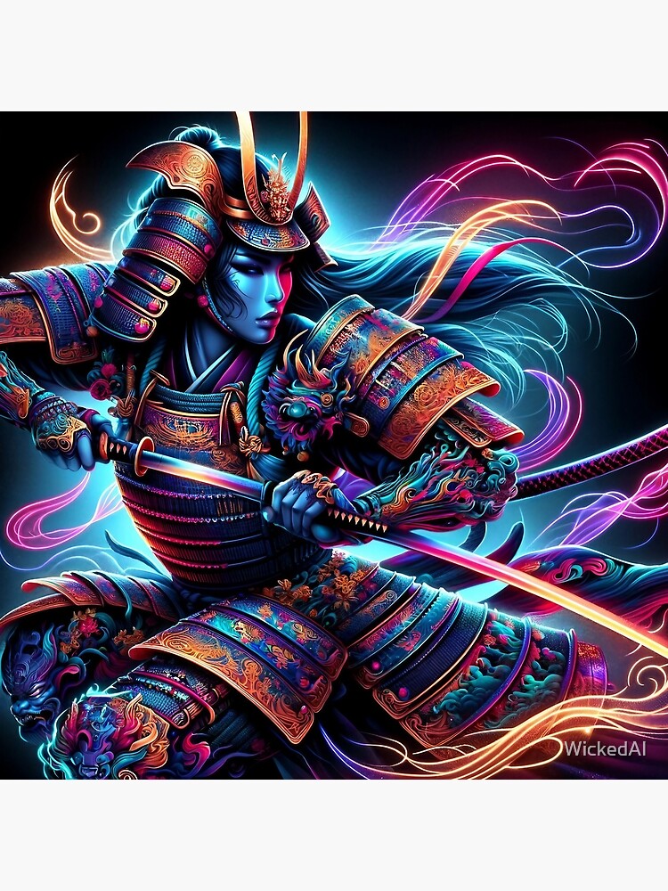 "Neon Samurai Warrior Futuristic Shogun Art" Poster for Sale by ...