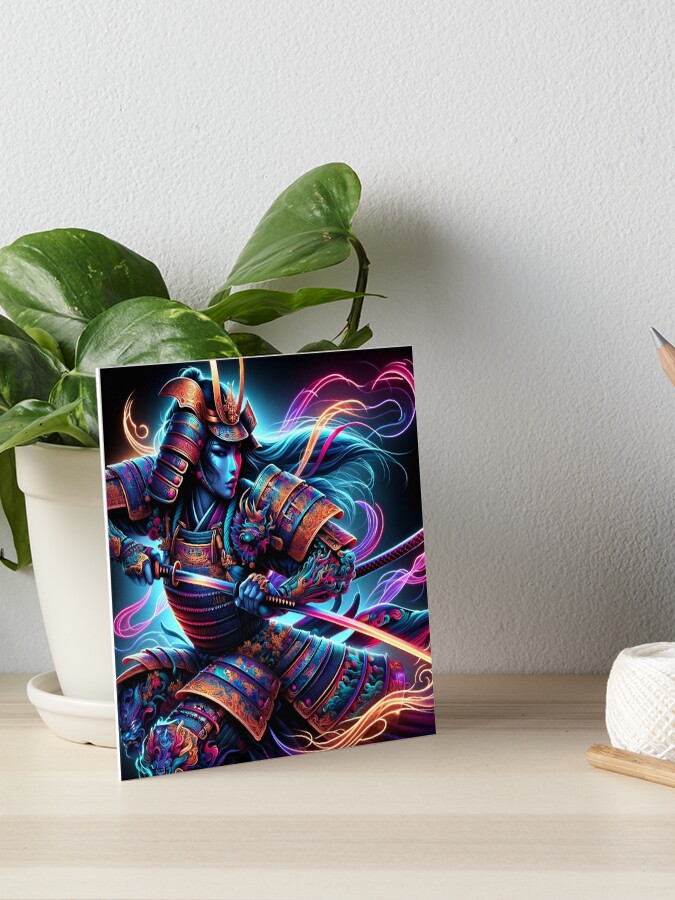 "Neon Samurai Warrior Futuristic Shogun Art" Art Board Print for Sale ...