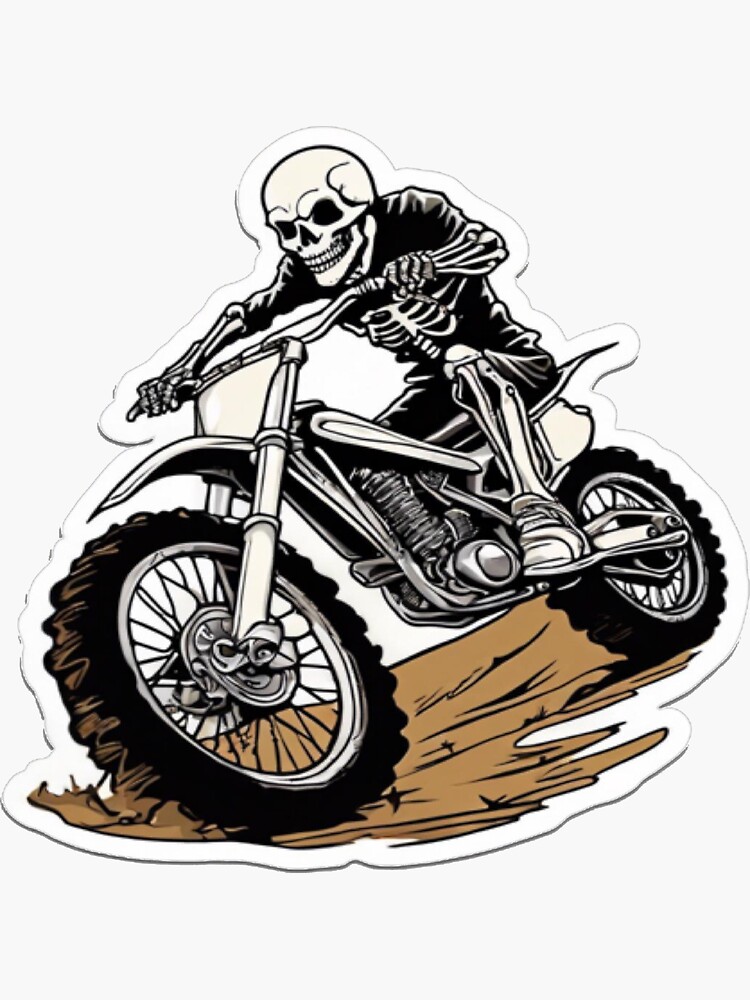 "SKELETON on a motor bike" Sticker for Sale by Catfighter | Redbubble