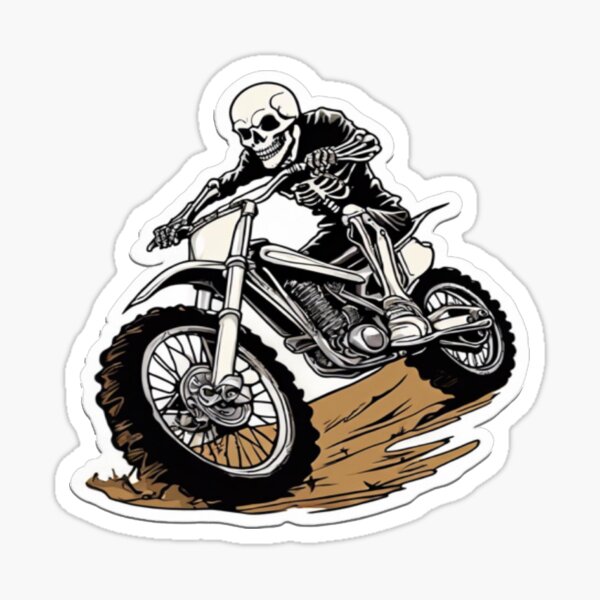 "SKELETON on a motor bike" Sticker for Sale by Catfighter | Redbubble