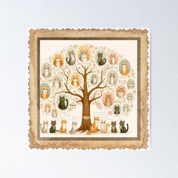 "Funny Cat Family Tree Art Cat Lover " Poster for Sale by ...