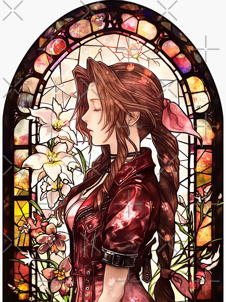 "Stained Glass Aerith" Sticker for Sale by SchellStation | Redbubble