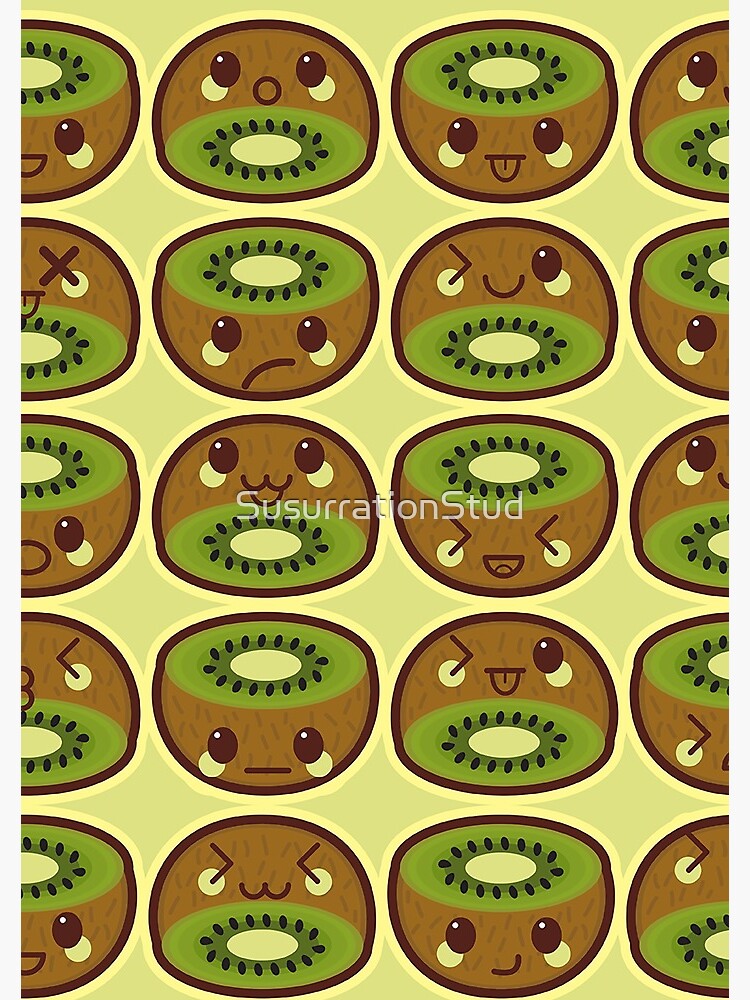 "Kawaii Kiwi Cute Pattern Wallpaper" Spiral Notebook for Sale by ...
