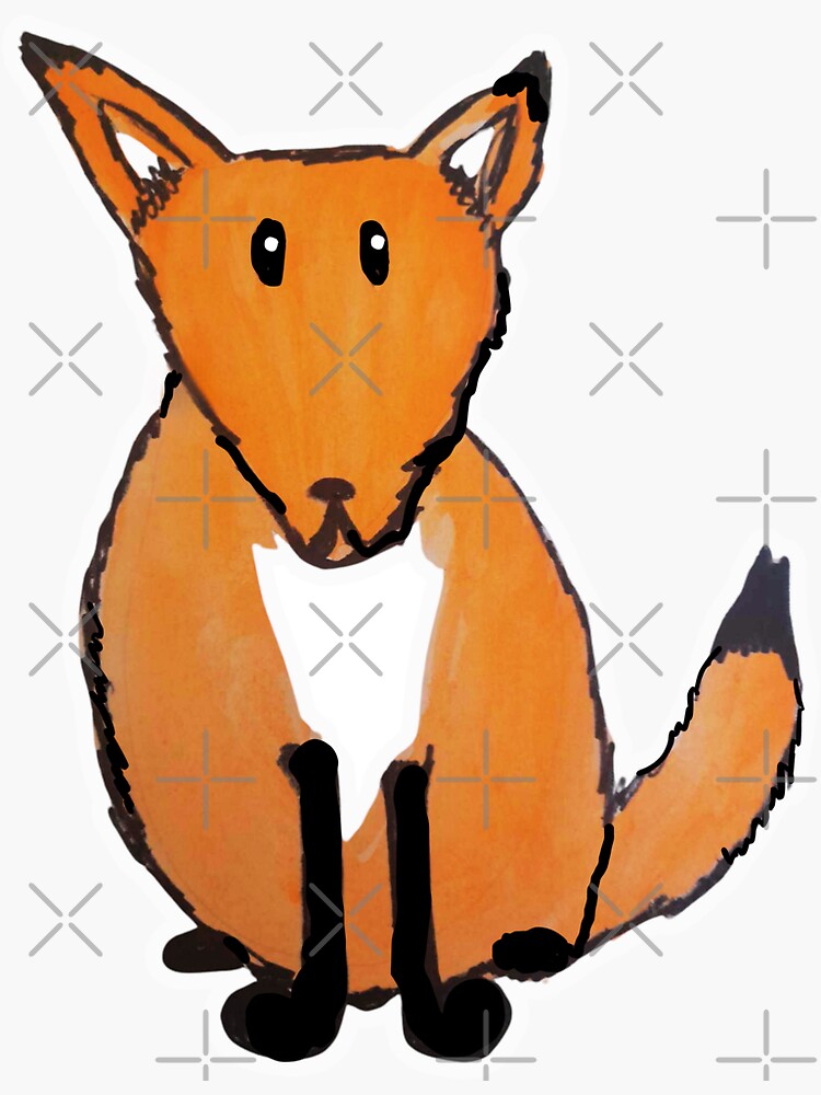 "Fox Badly Drawn (But Cute)" Sticker for Sale by RhondaLily | Redbubble