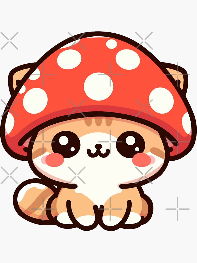 "Cat Mushroom Cute Kitty" Sticker for Sale by Delidream | Redbubble