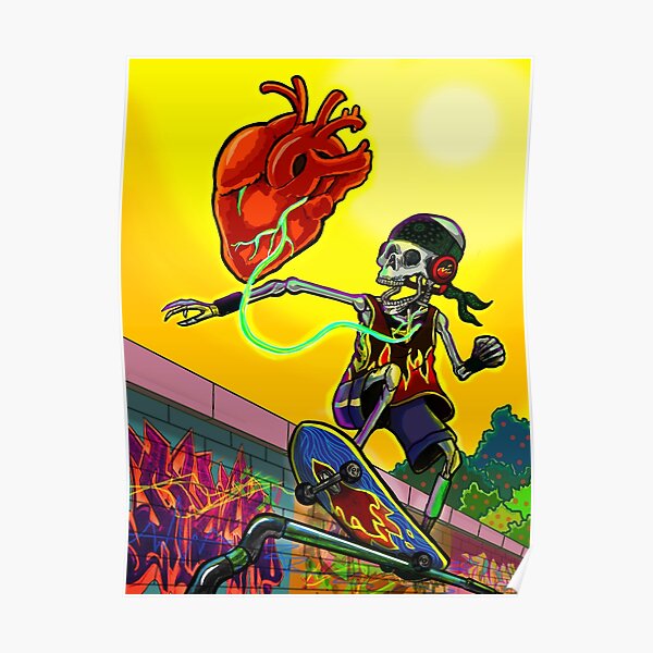 "Skeleton Chasing Heart ver. 2" Poster for Sale by OaseQomara | Redbubble