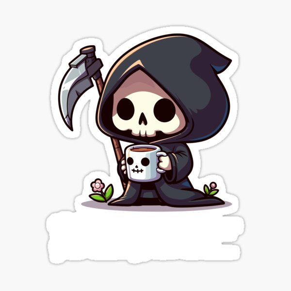 "Grim Reaper Coffee" Sticker for Sale by Kawaii-n-Spice | Redbubble