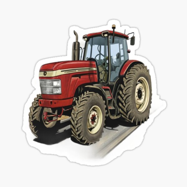 "Big red Tractor on the farm" Sticker for Sale by SaNNty | Redbubble