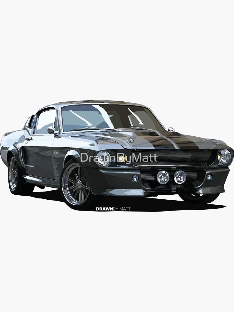 "Shelby GT500 "Eleanor"" Sticker for Sale by DrawnByMatt | Redbubble