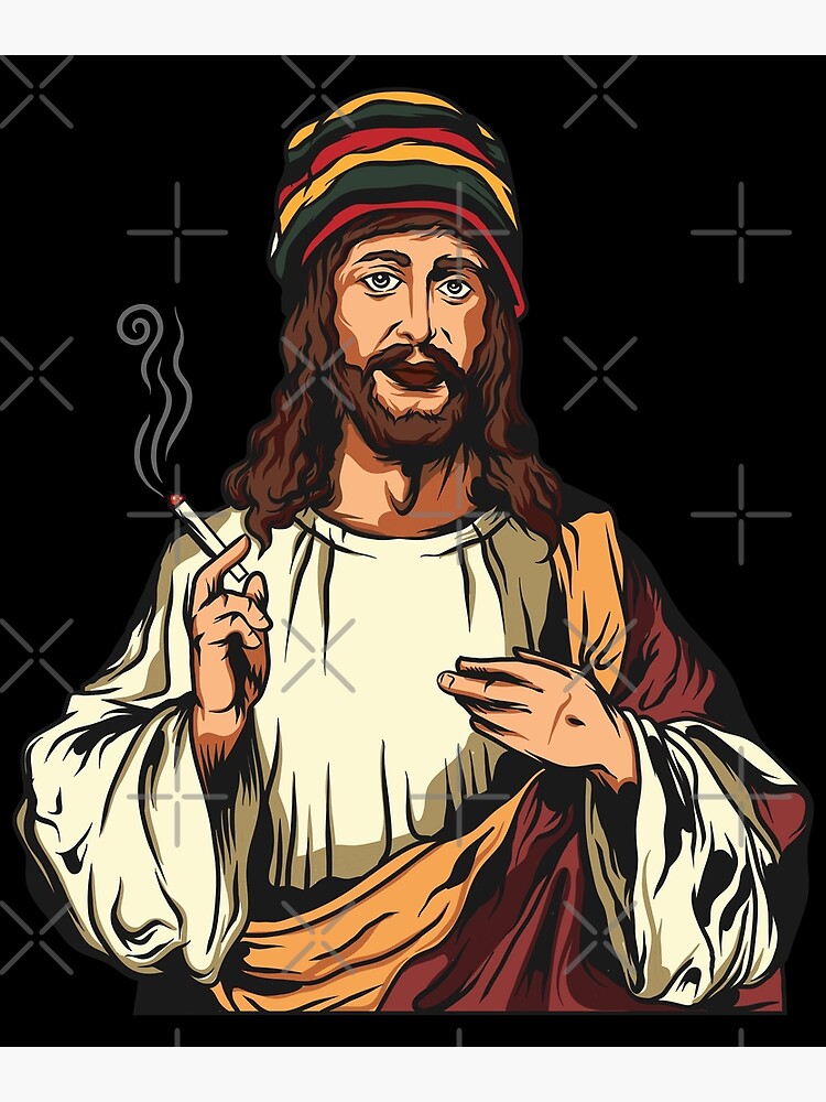 "Weed Smoking Jesus - Joint Cannabis THC CBD marijuana" Art Print by ...