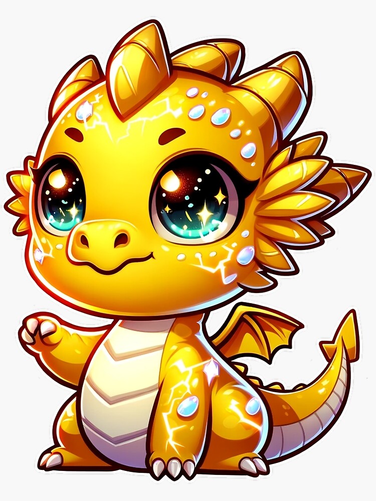"Cute Yellow Young Dragon, Kawaii" Sticker for Sale by TD-Humor | Redbubble