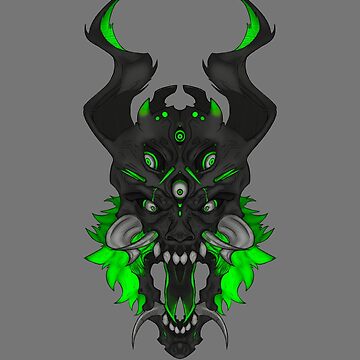 "Neon green demon mask " Sticker for Sale by Squiddythings | Redbubble