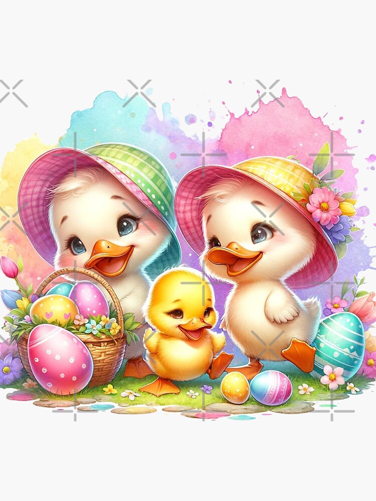 "Ducks on Easter Egg Hunt" Sticker for Sale by critterpatchusa | Redbubble