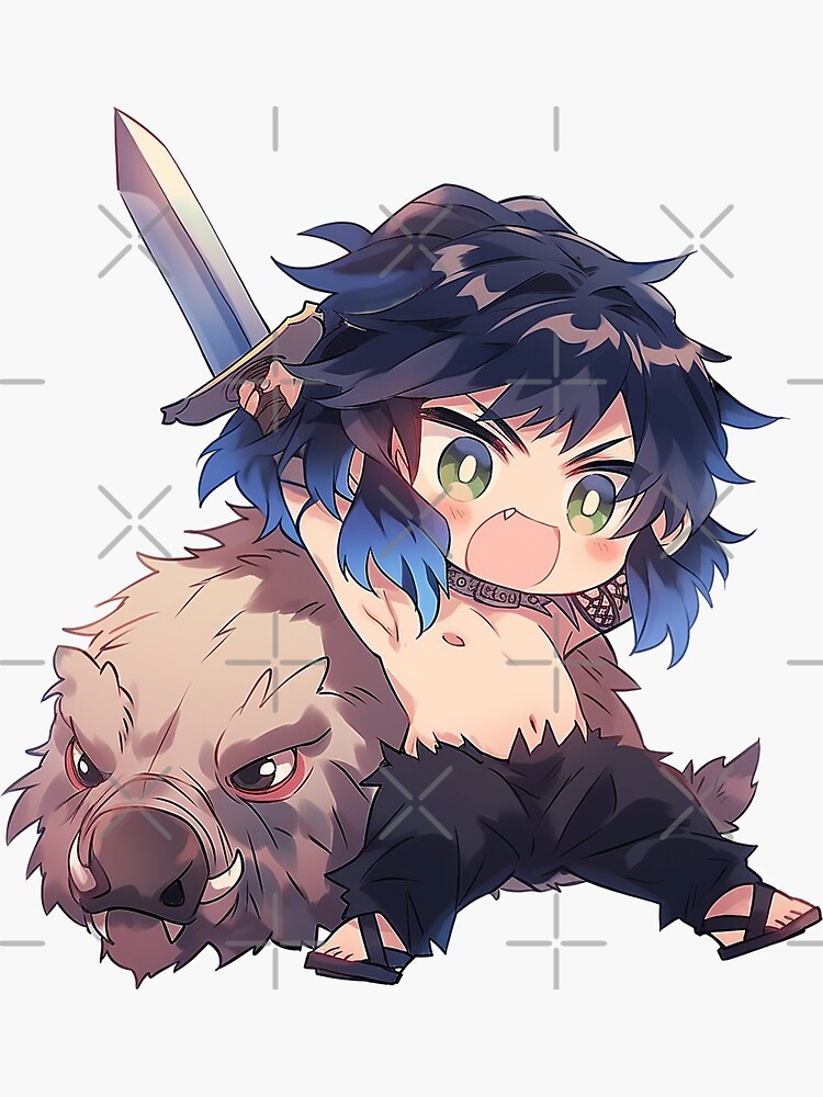 "chibi boar demon fighter fan art" Sticker for Sale by letsvg | Redbubble