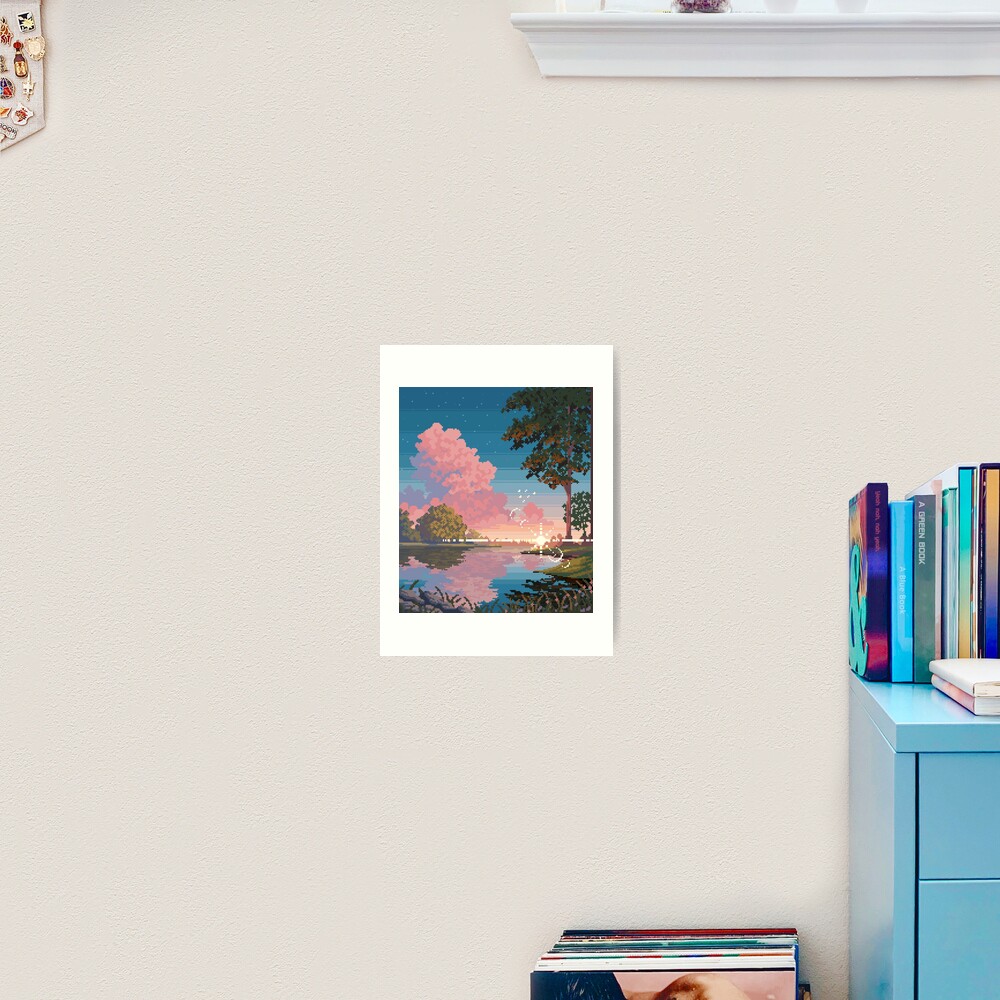 "Pink sunset pixel art" Sticker for Sale by pixelatedprints | Redbubble