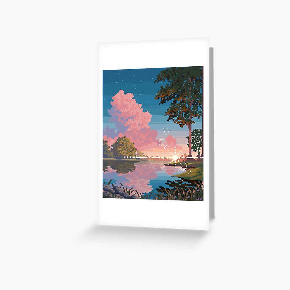 "Pink sunset pixel art" Sticker for Sale by pixelatedprints | Redbubble