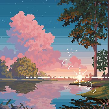 "Pink sunset pixel art" Sticker for Sale by pixelatedprints | Redbubble