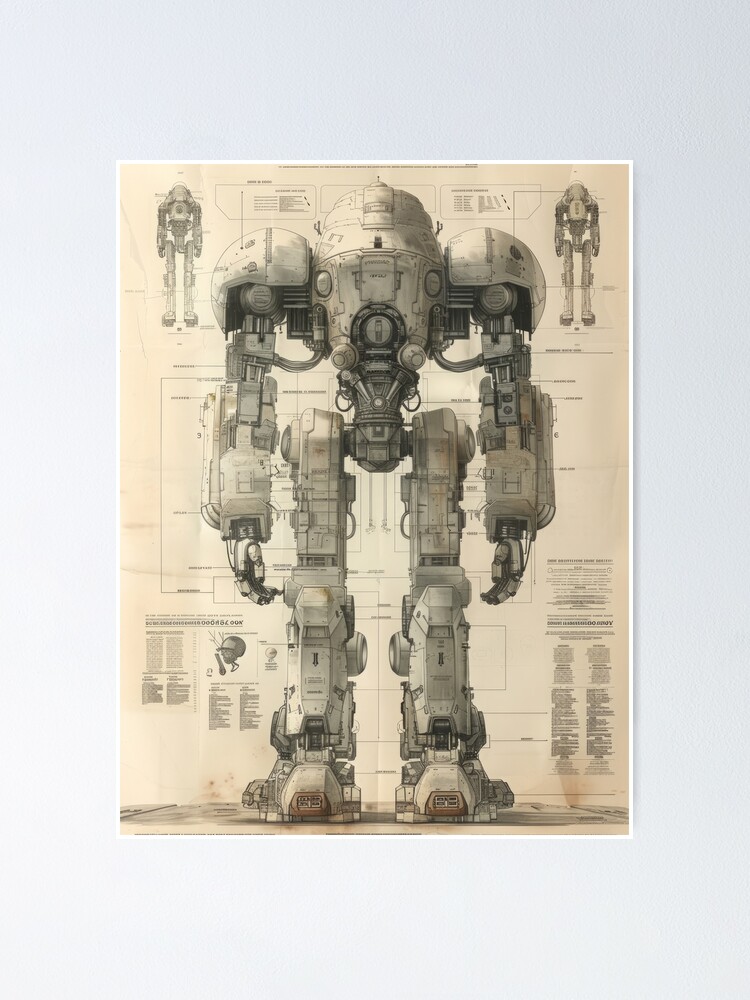 "Battlemech Blueprints" Poster for Sale by retro-typo | Redbubble