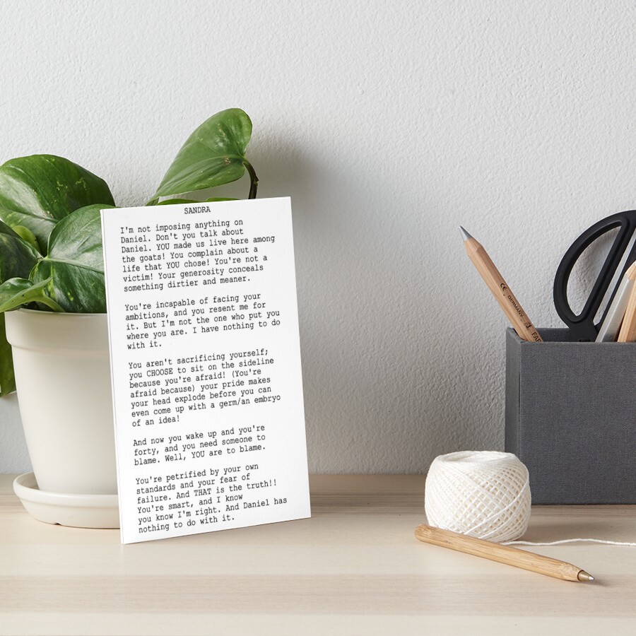 "anatomy of a fall monologue script ver" Poster for Sale by ...