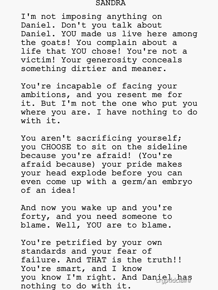 "anatomy of a fall monologue script ver" Sticker for Sale by ...