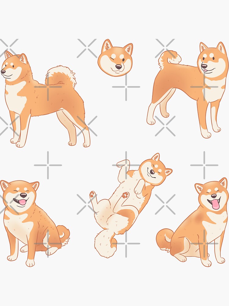 "Cute shiba inu dog pack" Sticker for Sale by Yaragold | Redbubble