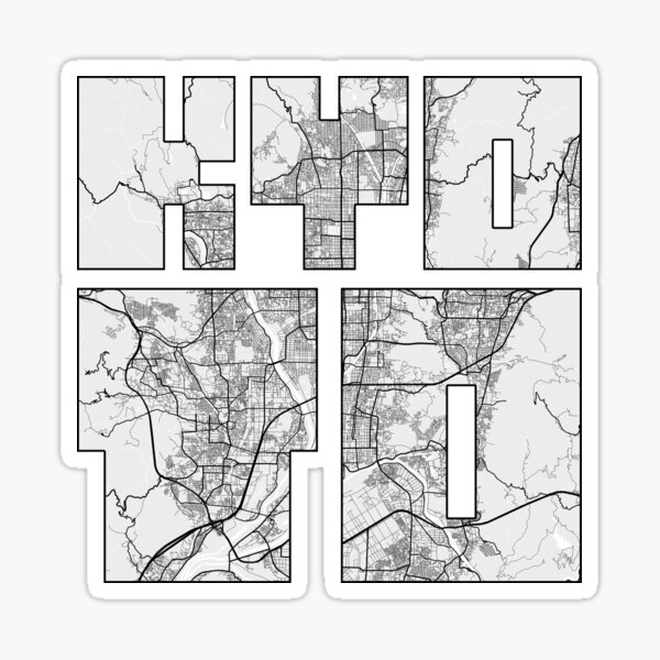 "Kyoto City Map of Japan - Light" Sticker for Sale by deMAP | Redbubble