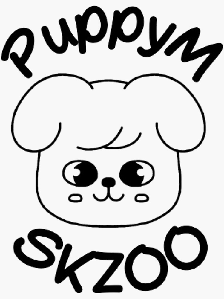 "Stray Kids - Skzoo PuppyM Head w/ Name [BLACK OUTLINE]" Sticker for ...