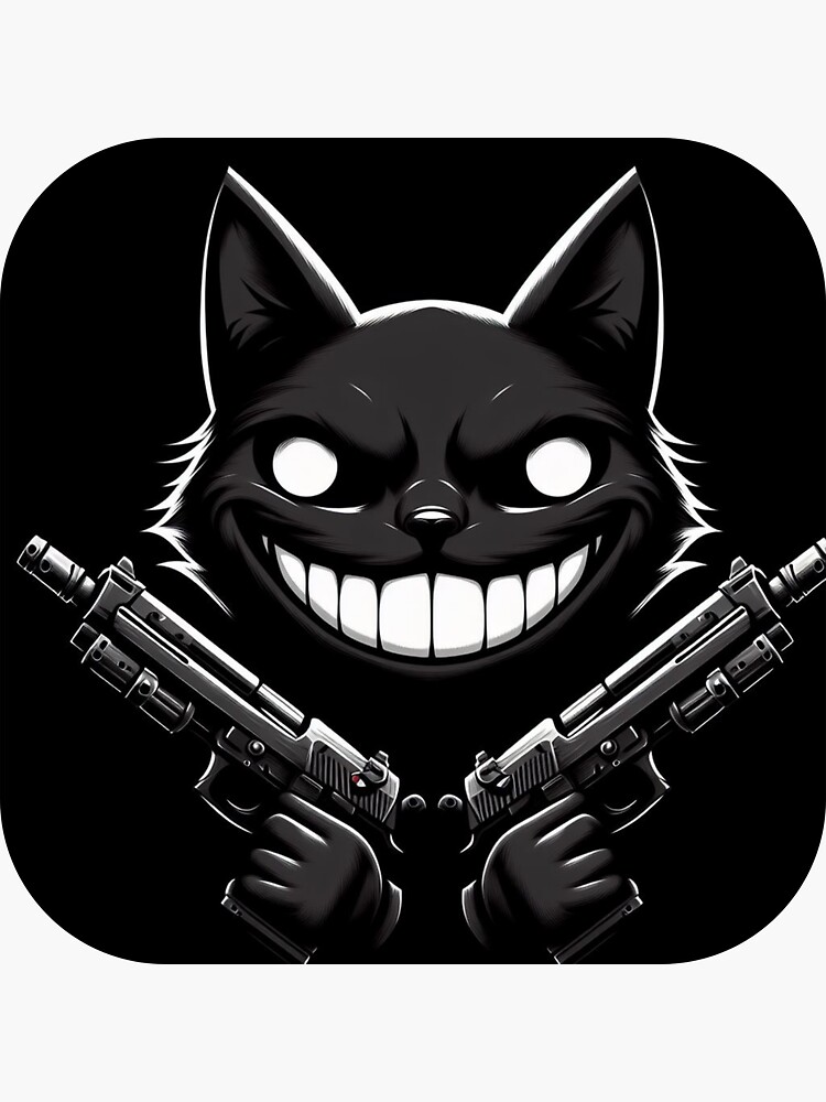 "Cat & Guns" Sticker by Darkshop6 | Redbubble