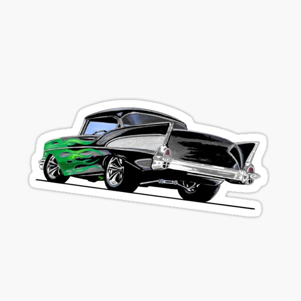 "Classic '50s Hot Rod Artwork - Hand-Drawn Muscle Car Illustration ...