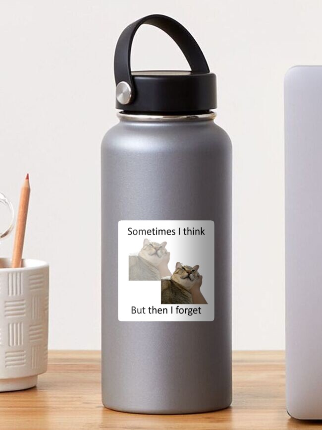 "Sometimes I think but then I forget - Cat Meme " Sticker for Sale by ...