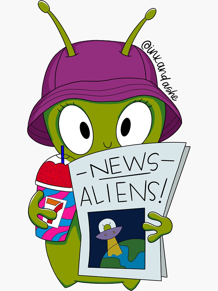 "Alien Tourist" Sticker for Sale by inkandashe | Redbubble