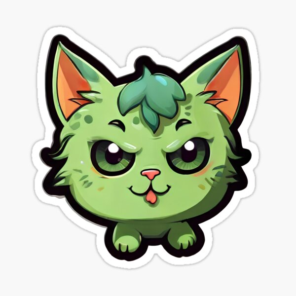 "cute green cat" Sticker for Sale by Sticker Galaxy | Redbubble